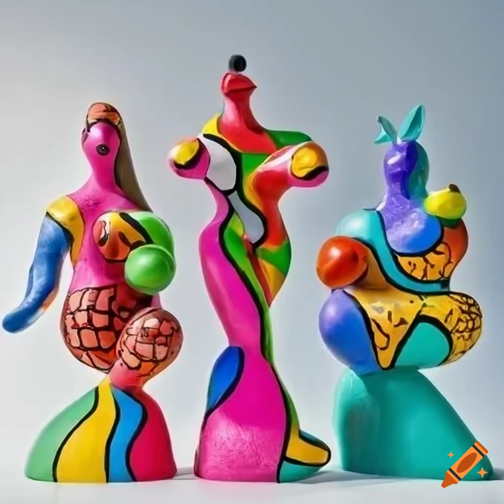 Colorful sculpture of joyful women on Craiyon