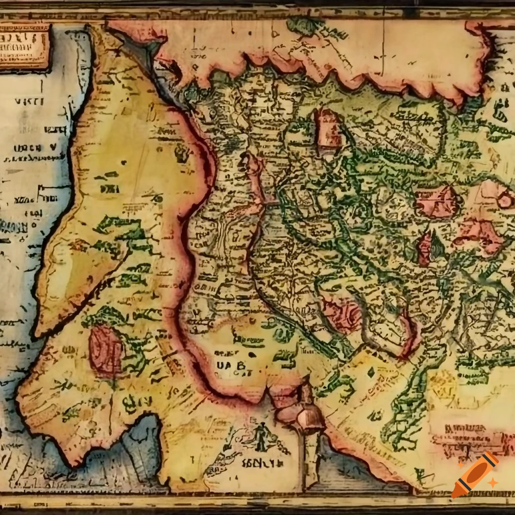 Medieval 3d map of fantasy land by various artists on Craiyon