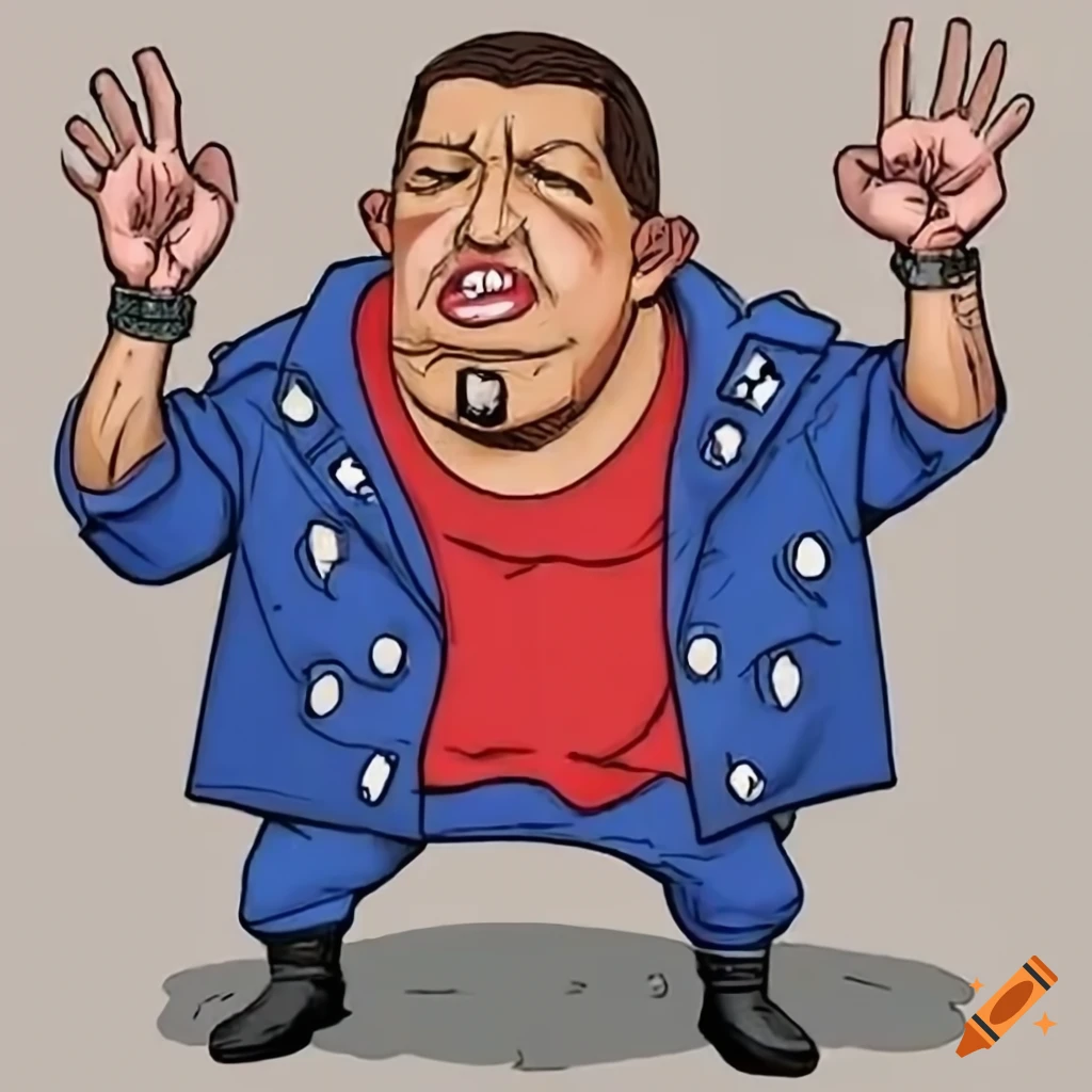 Comic illustration of Hugo Chavez Frias on Craiyon