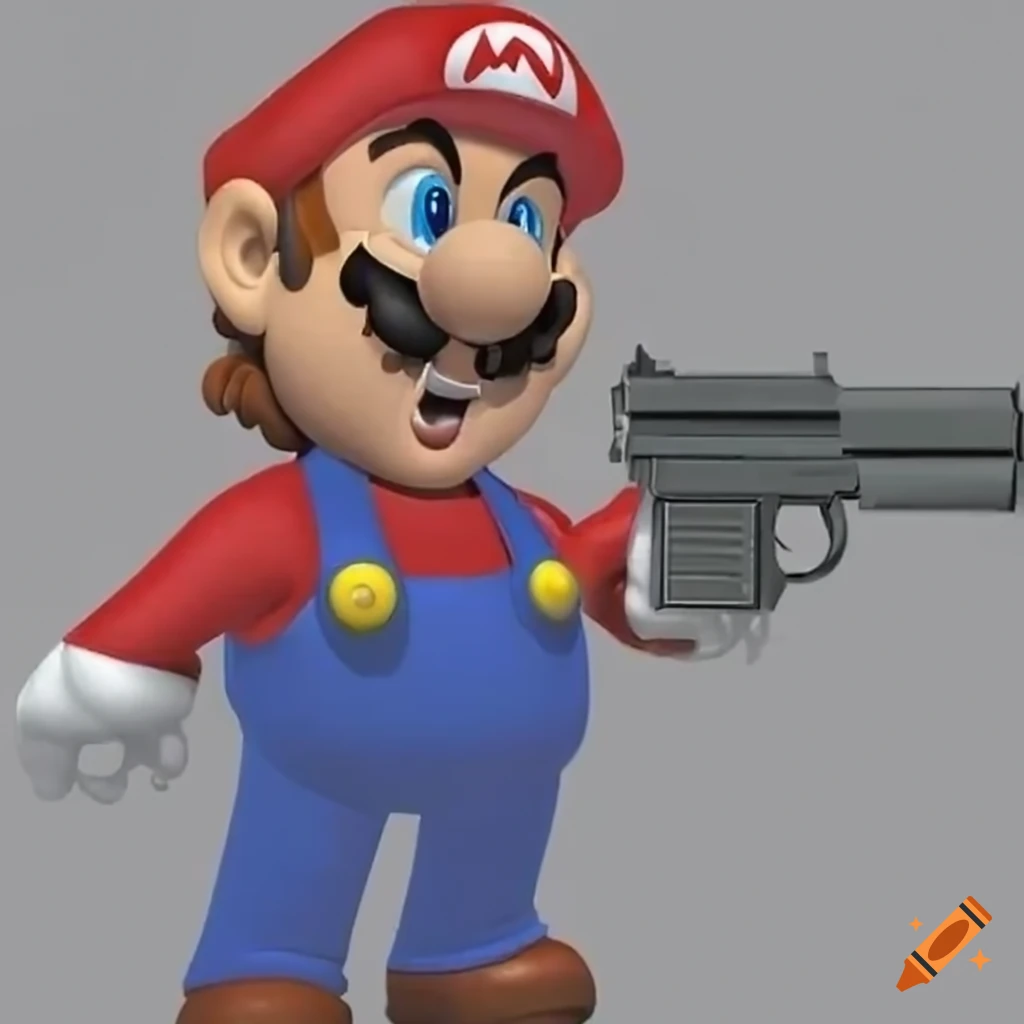 Mario holding a weapon on Craiyon
