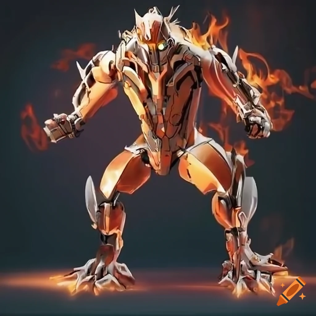 Image of a mechanical fire titan on Craiyon