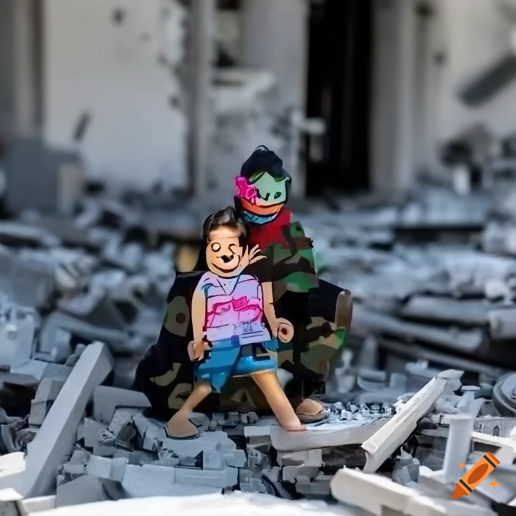 Artistic depiction of a girl and a boy in lego uniforms on Craiyon