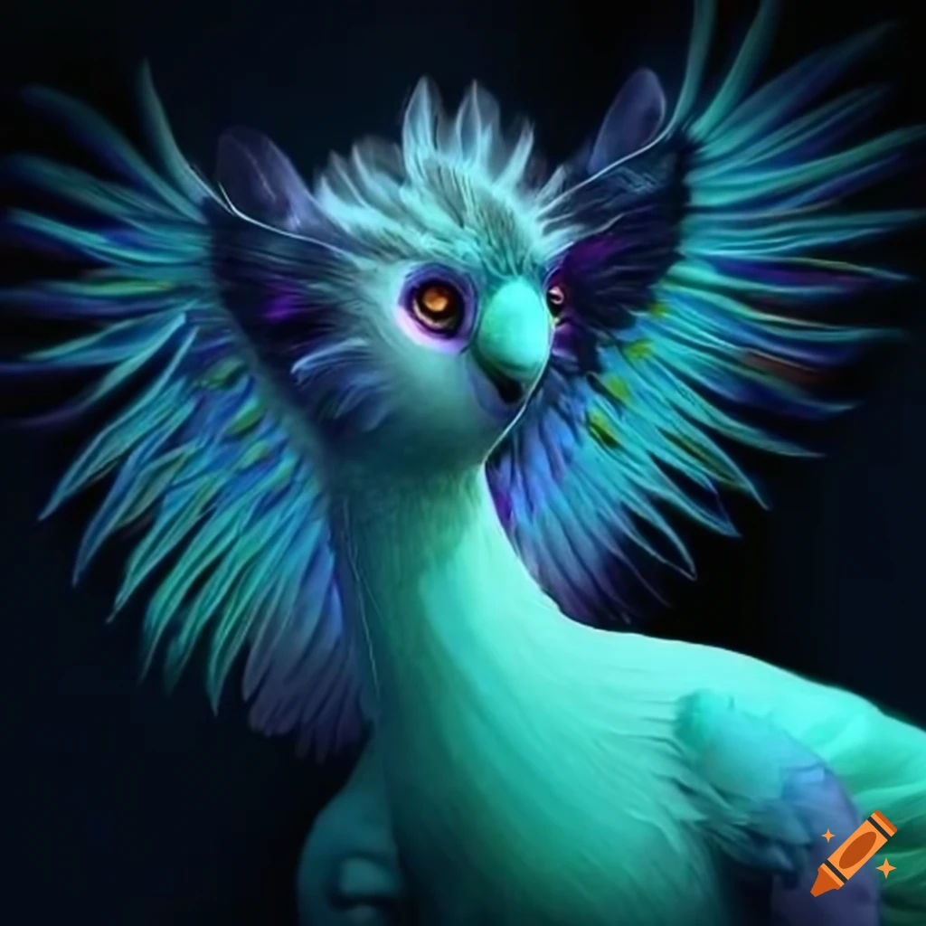 Fantasy creature with green fur and pinecone horns on Craiyon