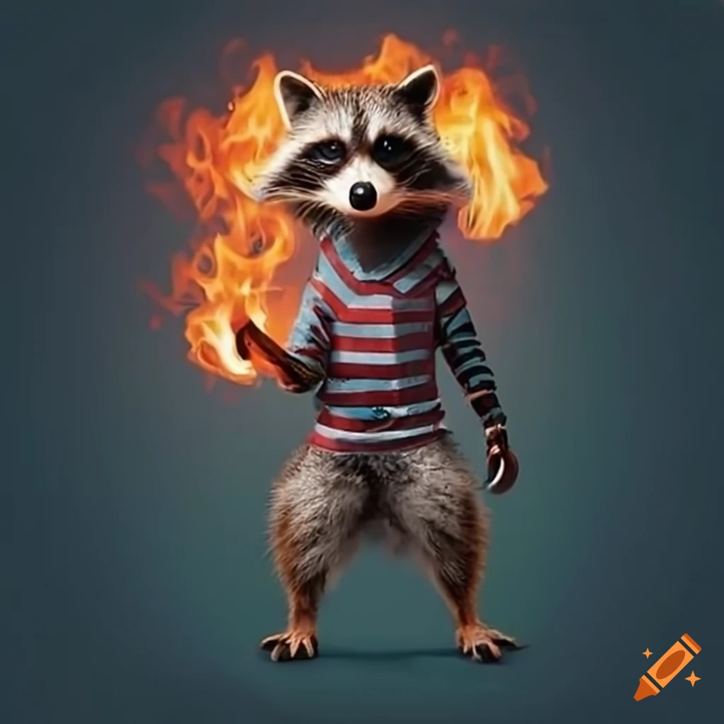 Rocket raccoon with the power of the fire pheniox