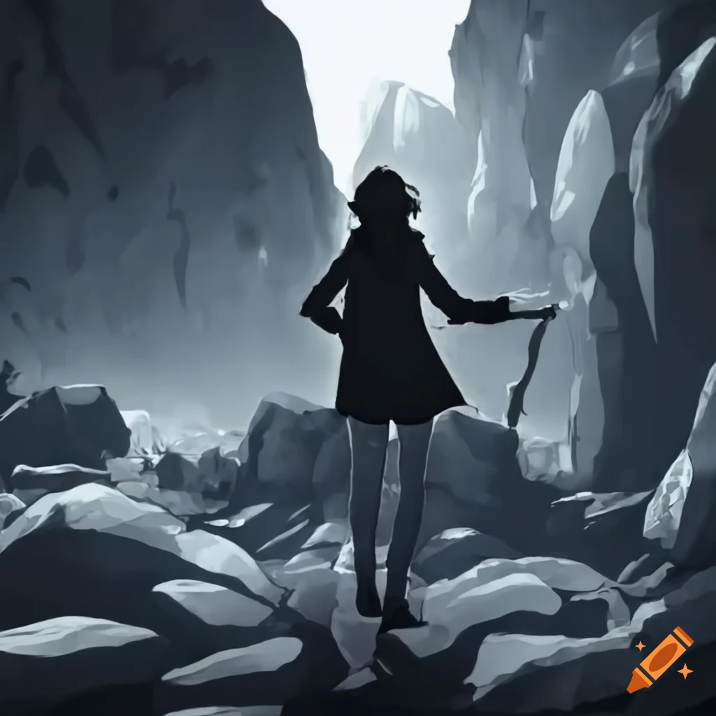 Photo of a female geologist studying rock formation on Craiyon