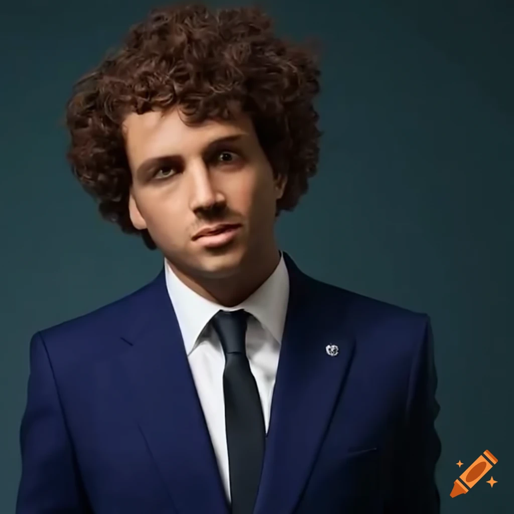 Portrait of a male politician with long curly hair on Craiyon