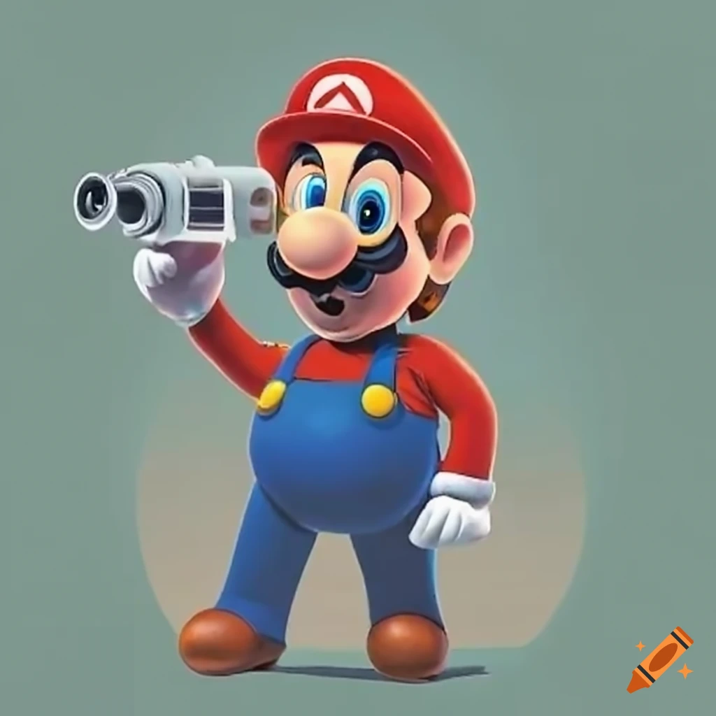 Super mario with a camera on Craiyon