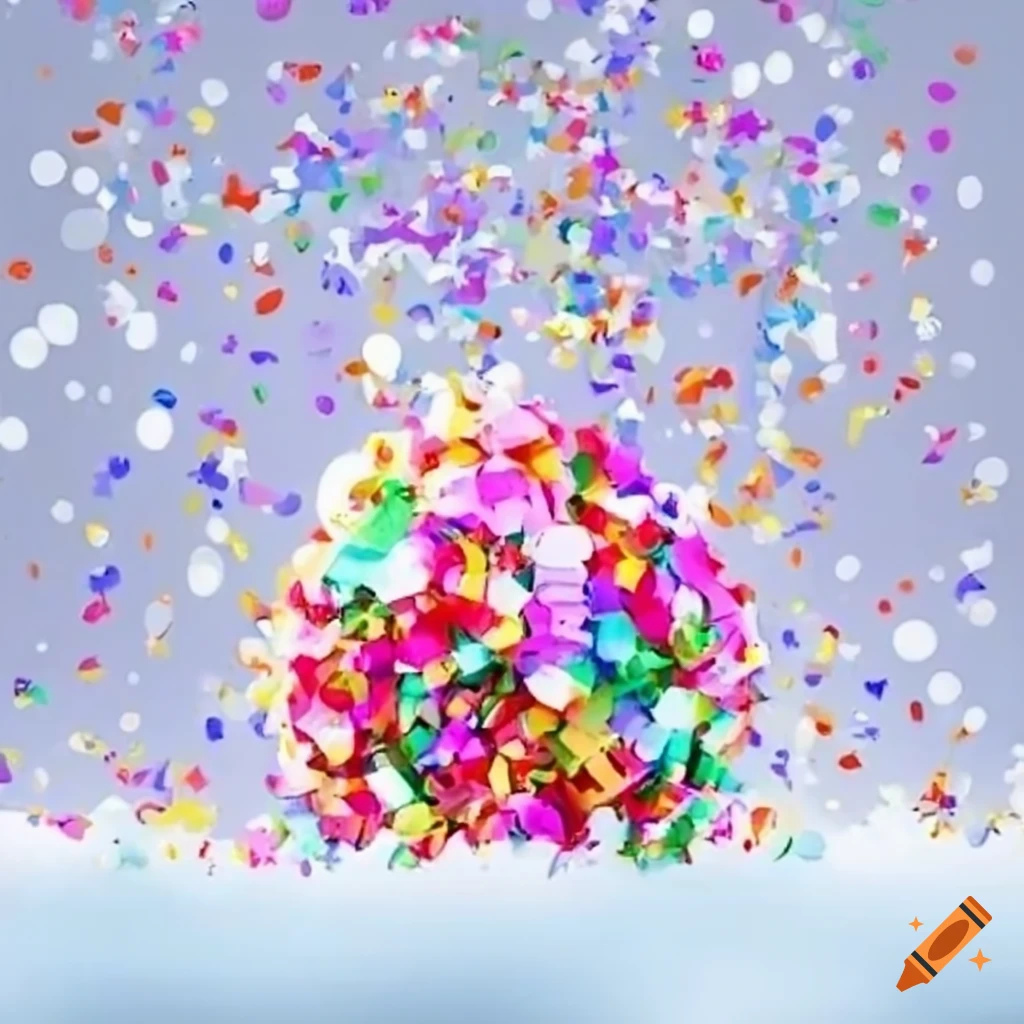Colorful confetti floating in the air on Craiyon