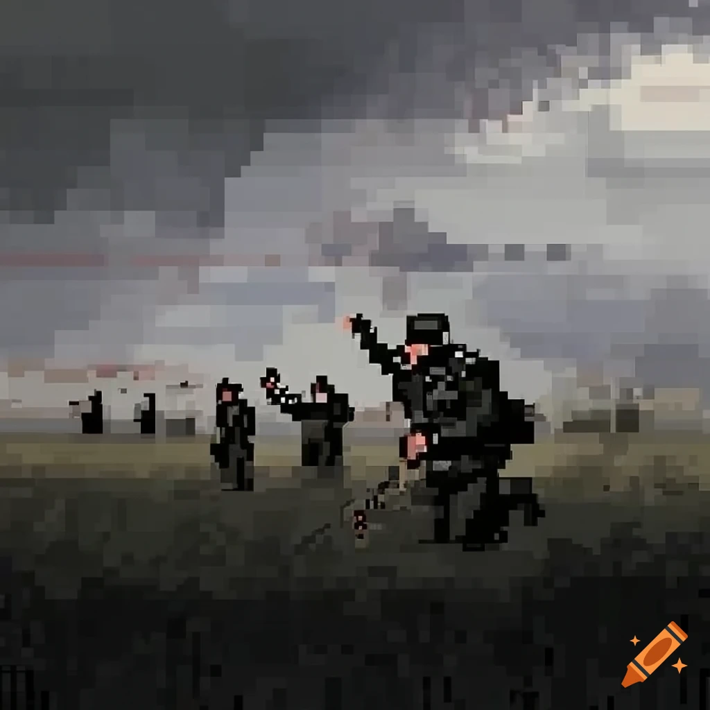 Pixel art depicting the battle of the somme on Craiyon