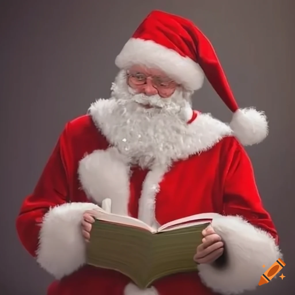 Santa claus reading a book on Craiyon