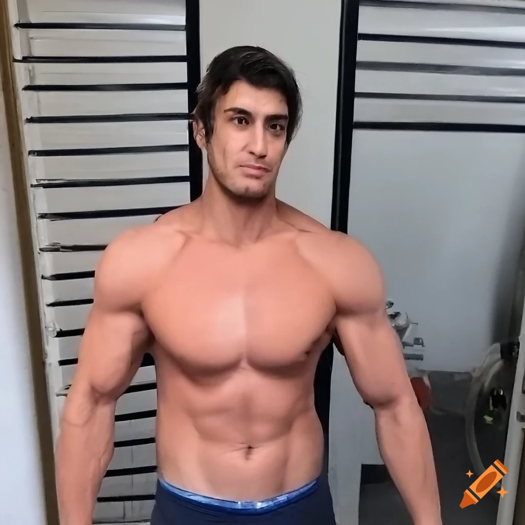 A buff man taking a selfie on Craiyon