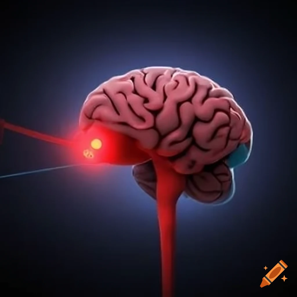 Medical model of a brain with implanted sensor on Craiyon