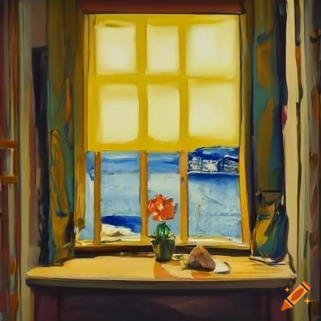 View through a window with flowers on Craiyon