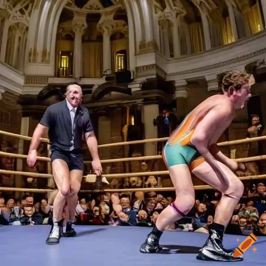 Wrestling match with a lucky strike theme on Craiyon