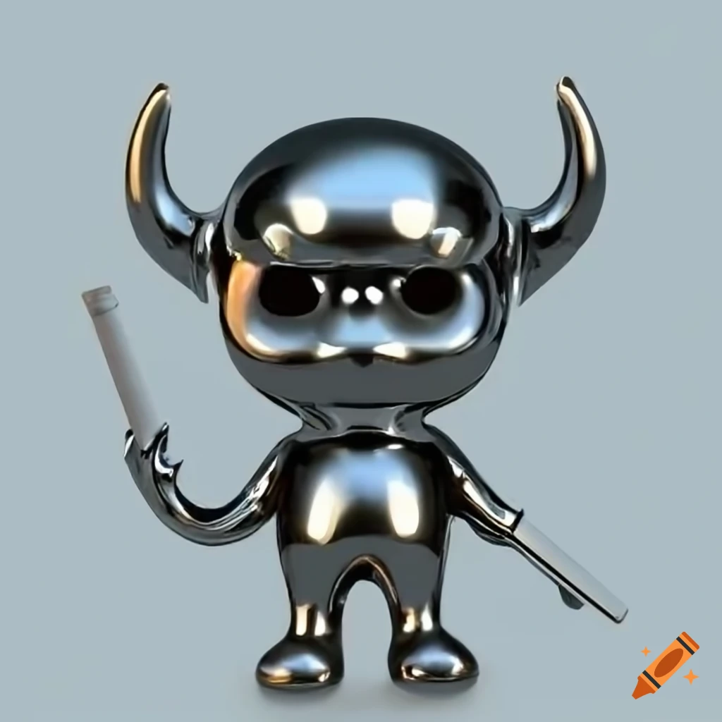 3d cute classic chrome devil smoking a cigarette on Craiyon