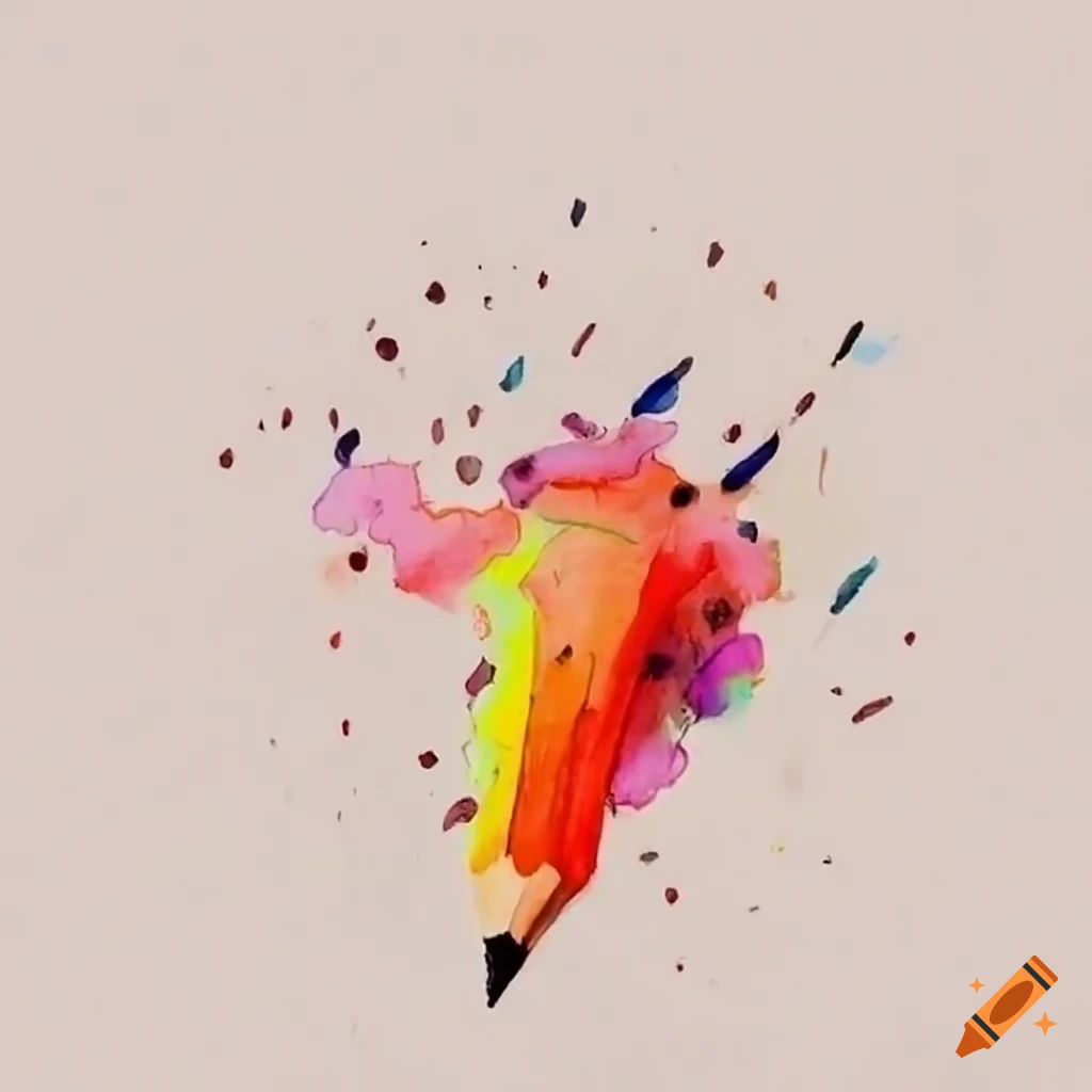Explosion of a pencil in a single line drawing on Craiyon