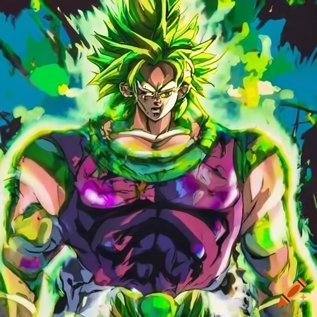 Abstract art of broly in the style of jackson pollock