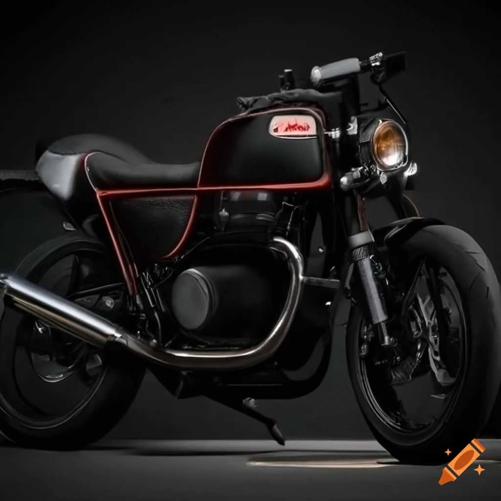 Café racer motorcycle with deliveryman backpack