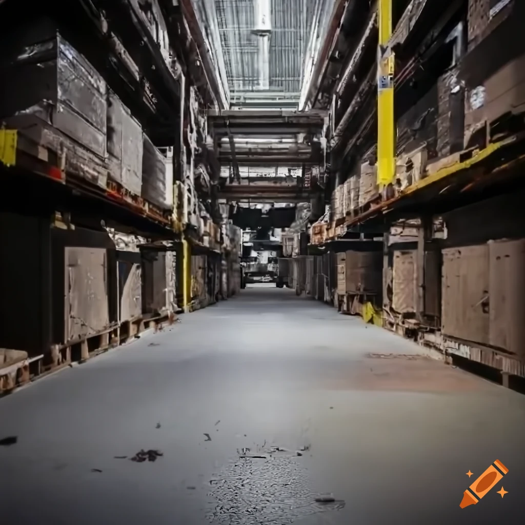 Warehouse filled with raw materials on Craiyon