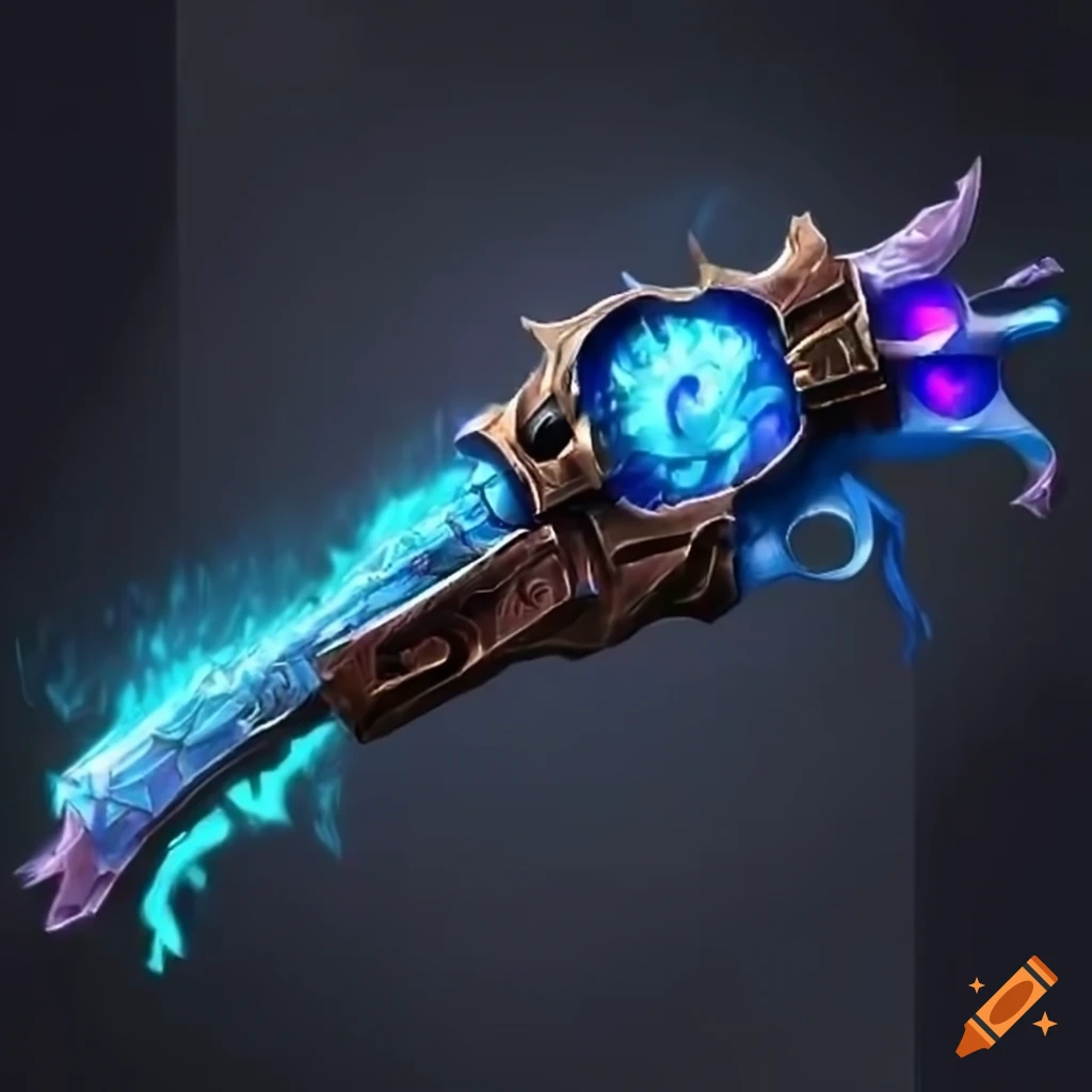 Fantasy revolver with shadow elemental design on Craiyon