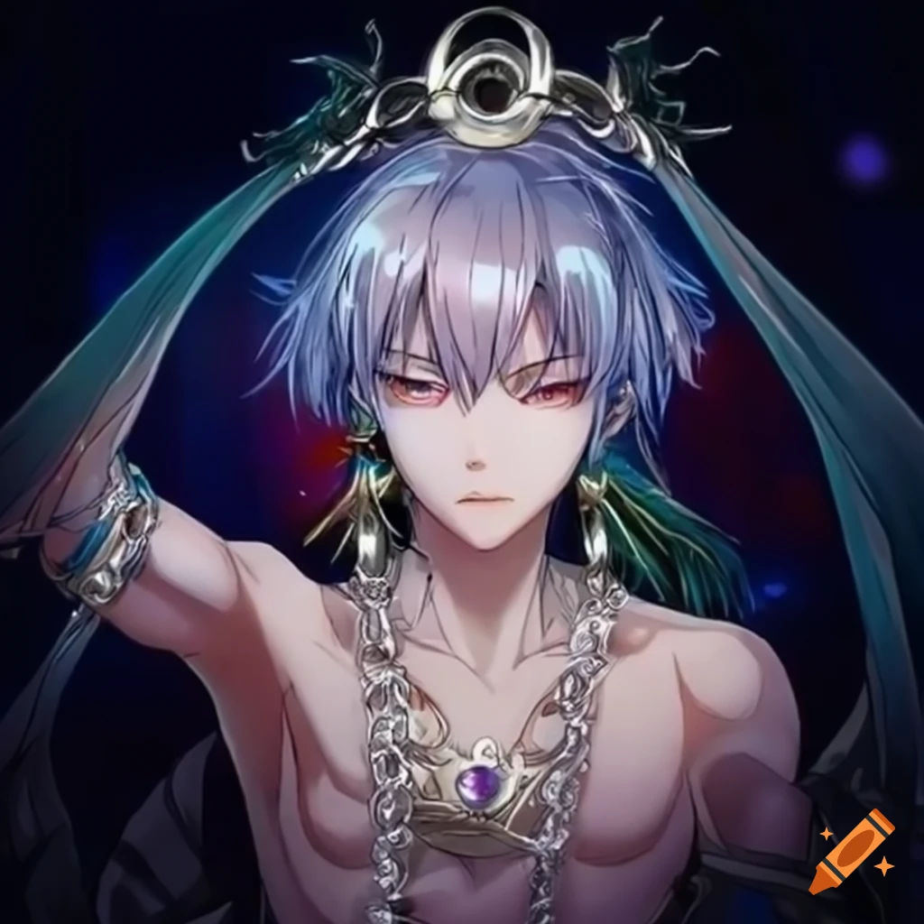 Anime man in shiny demon justice god death knight attire with flowing ...