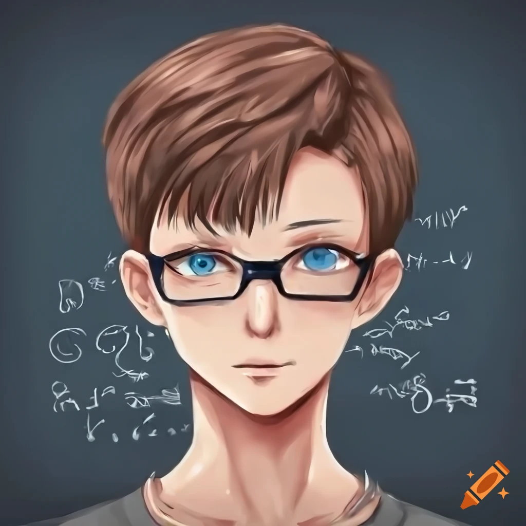 Anime portrait of a middle-aged man with glasses and short facial hair ...