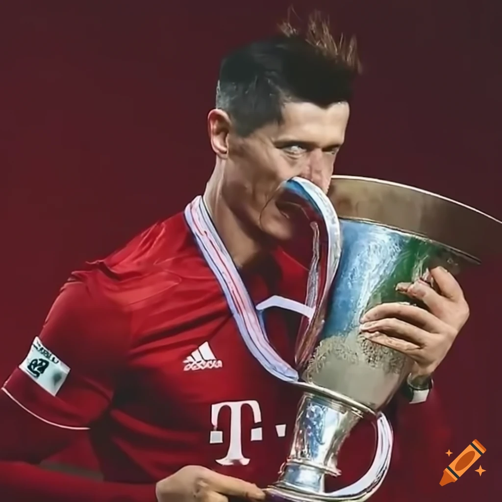 Lewandowski celebrating champions league victory