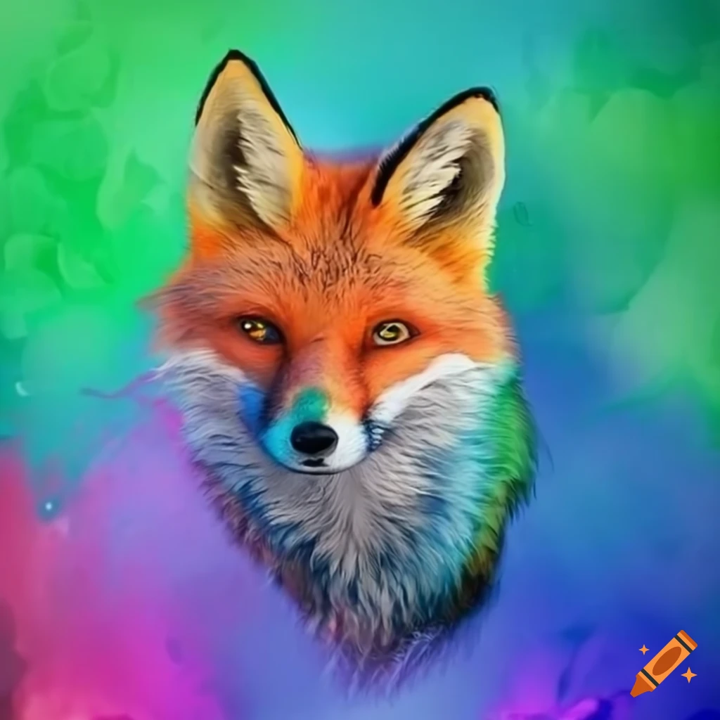Colorful fox with a rainbow pattern on Craiyon