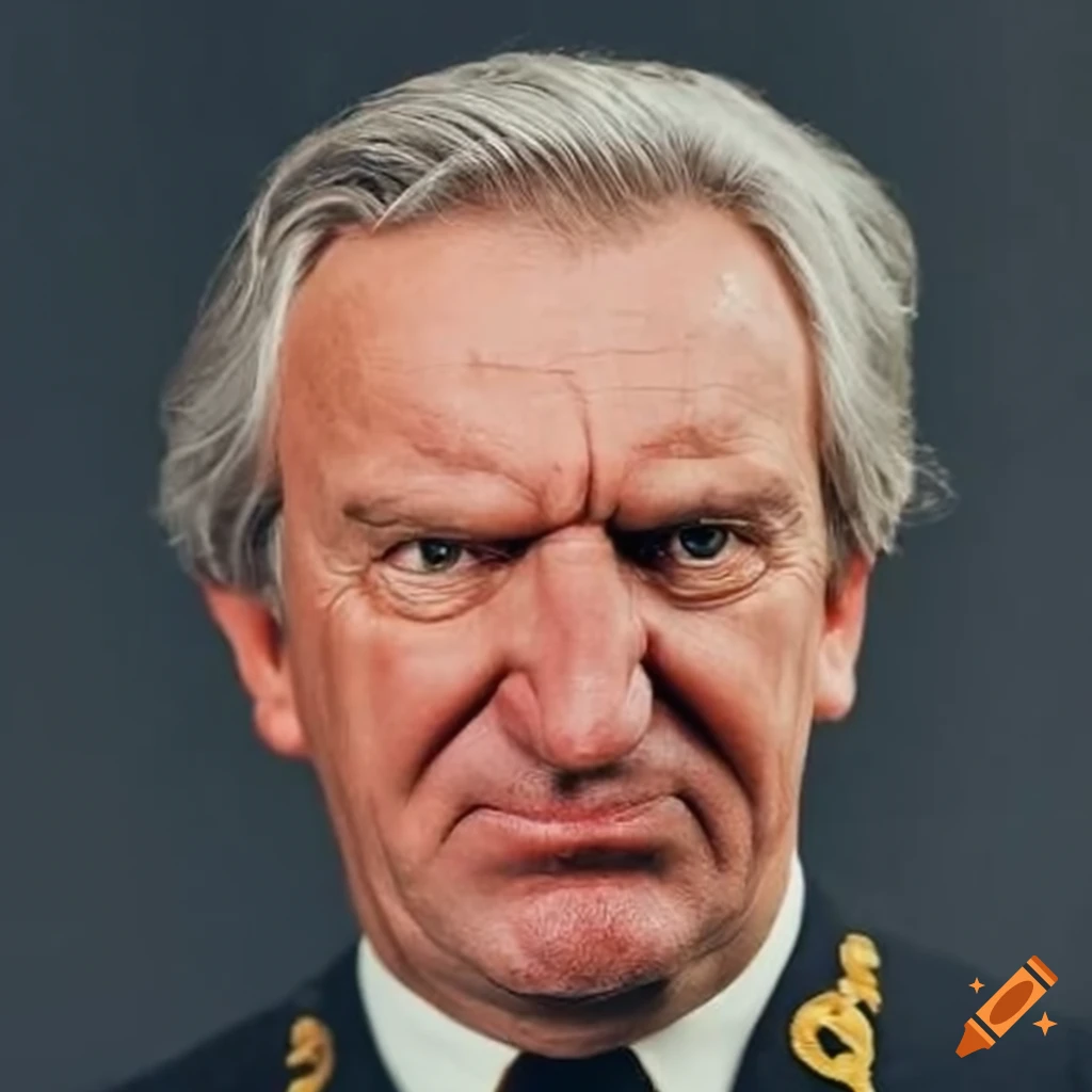 Portrait of an angry politician in a military uniform on Craiyon