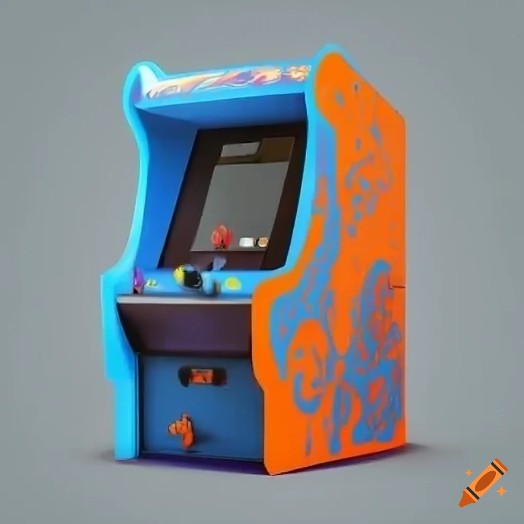 Ocean-inspired arcade machine with intricate blue patterns and shiny ...