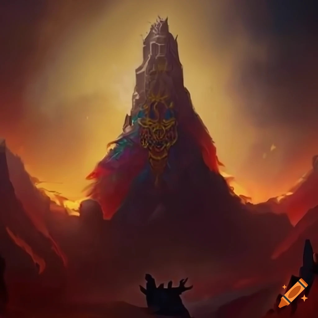 Digital art of a player witnessing the arrival of a tyrant king on Craiyon