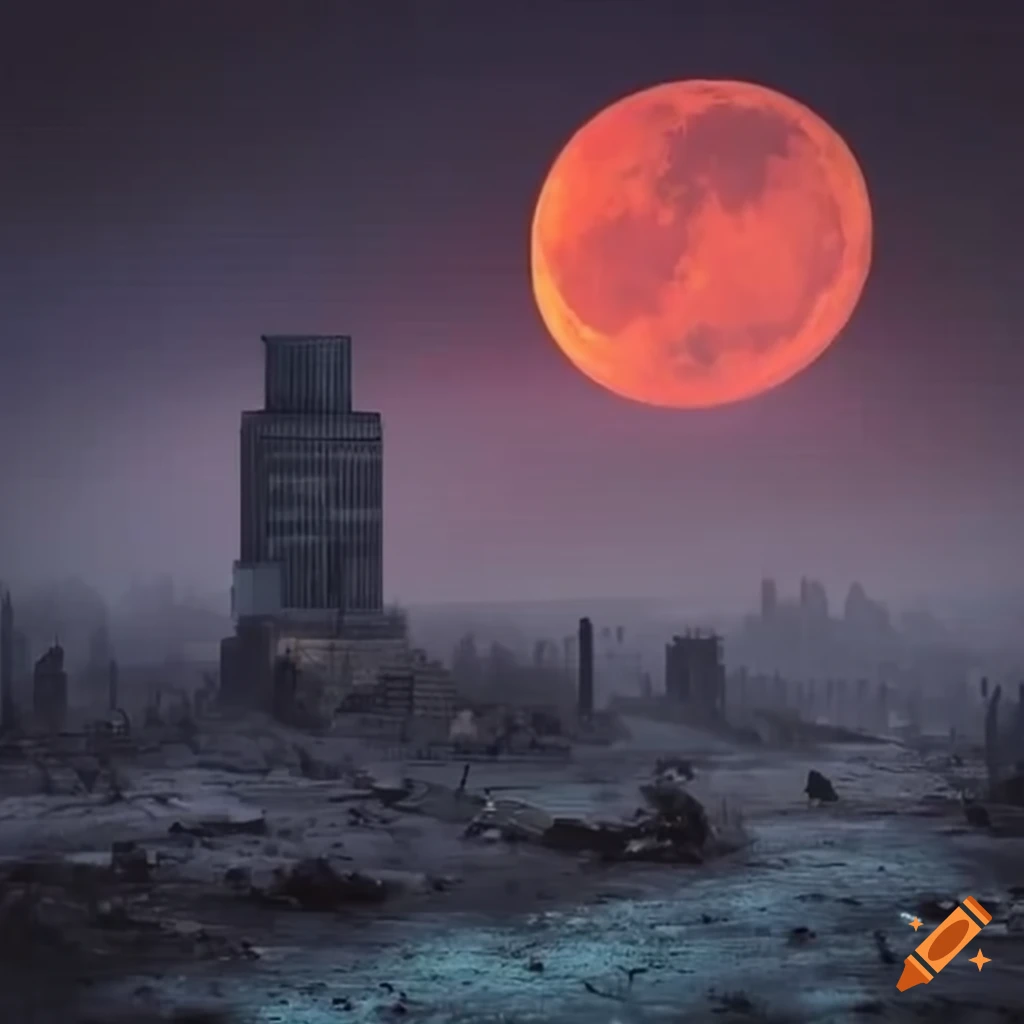 Image of a post-apocalyptic domed city with red moons on Craiyon