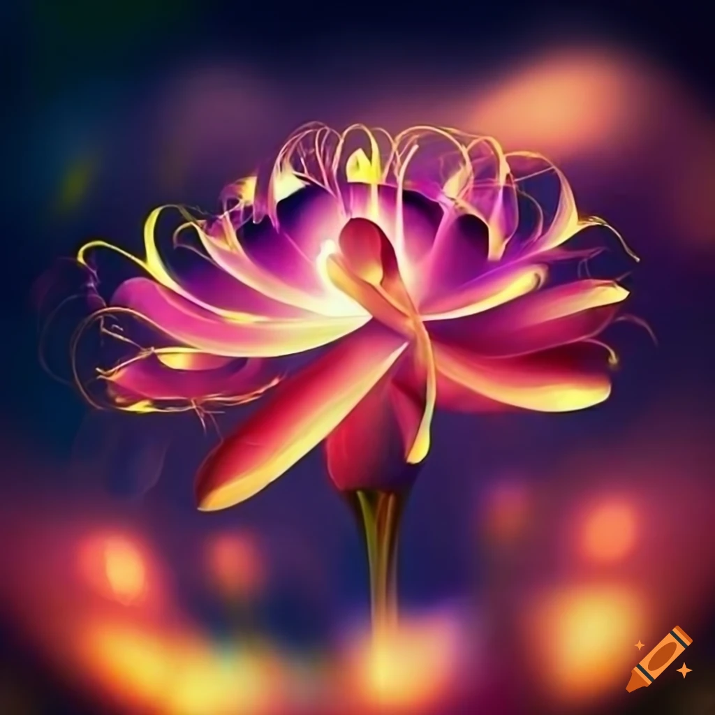 Surrealistic light art with flowers