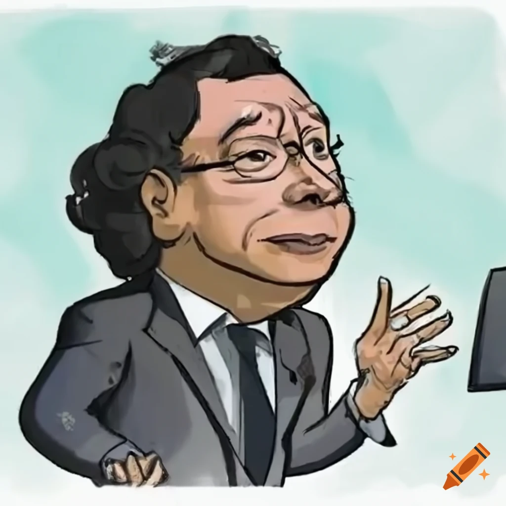 Cartoon illustration of gustavo petro urrego