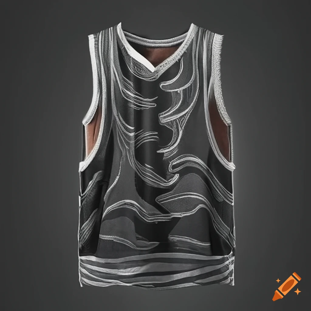 Black basketball vest with wavy design