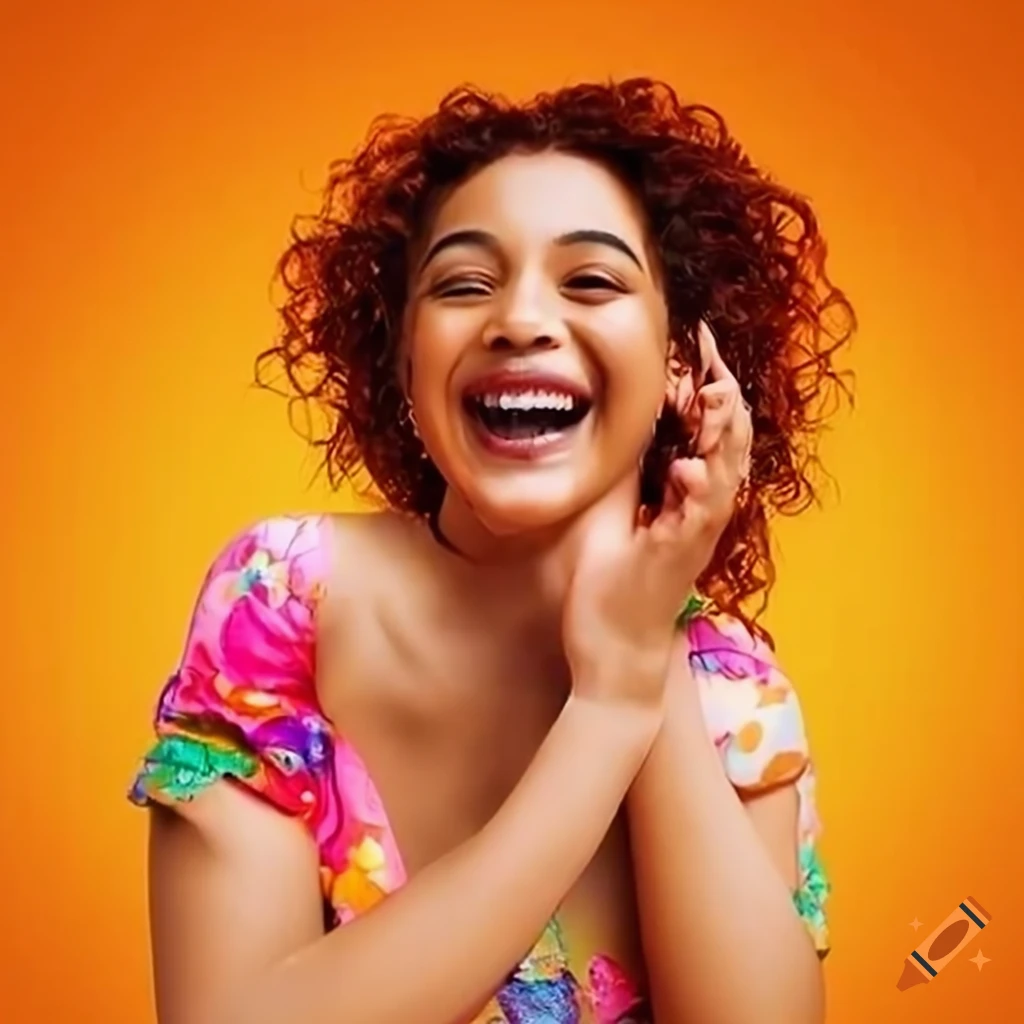 Vibrant and colorful image of a person surrounded by props