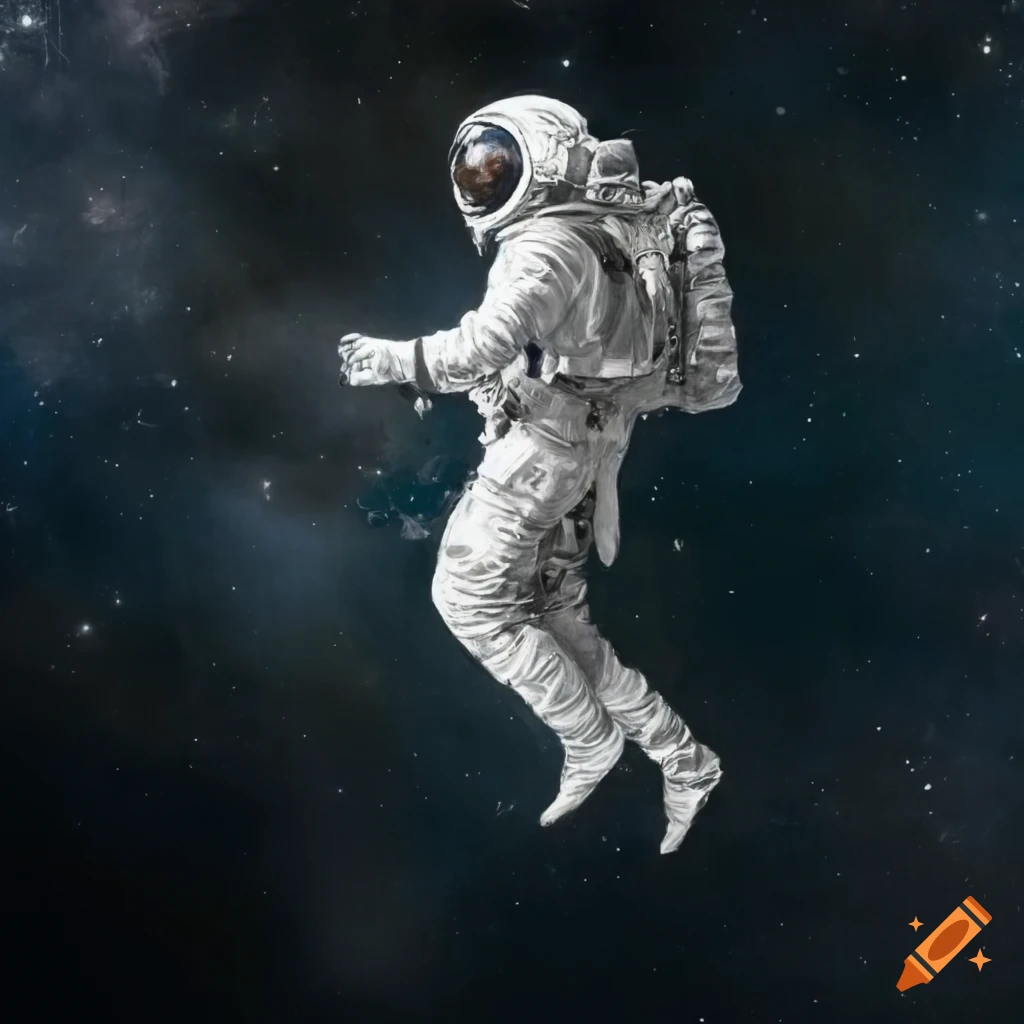Renaissance painting of an astronaut in space