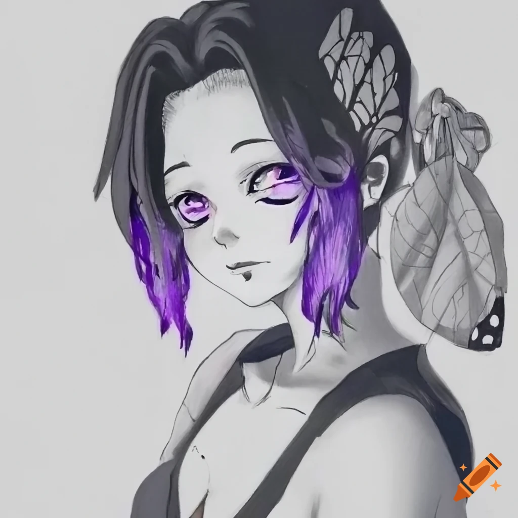 Kocho shinobu in a tank top pencil drawing on Craiyon