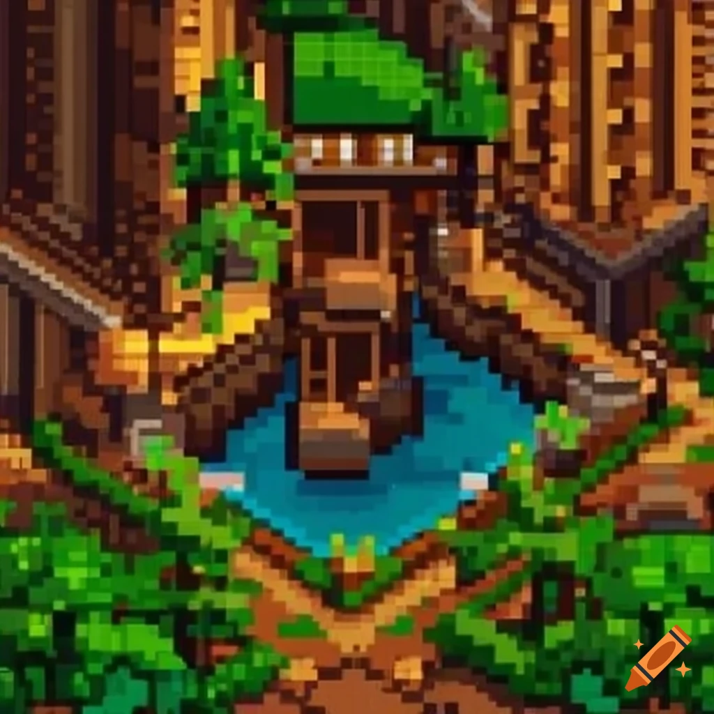 Detailed pixel art scenery on Craiyon