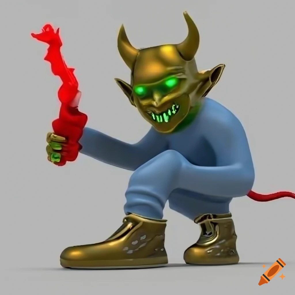 3D model of a cute devil with a red gun on Craiyon