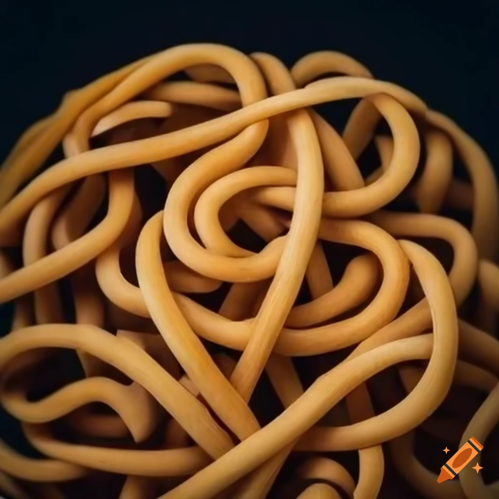 Blue luminescent noodles on Craiyon