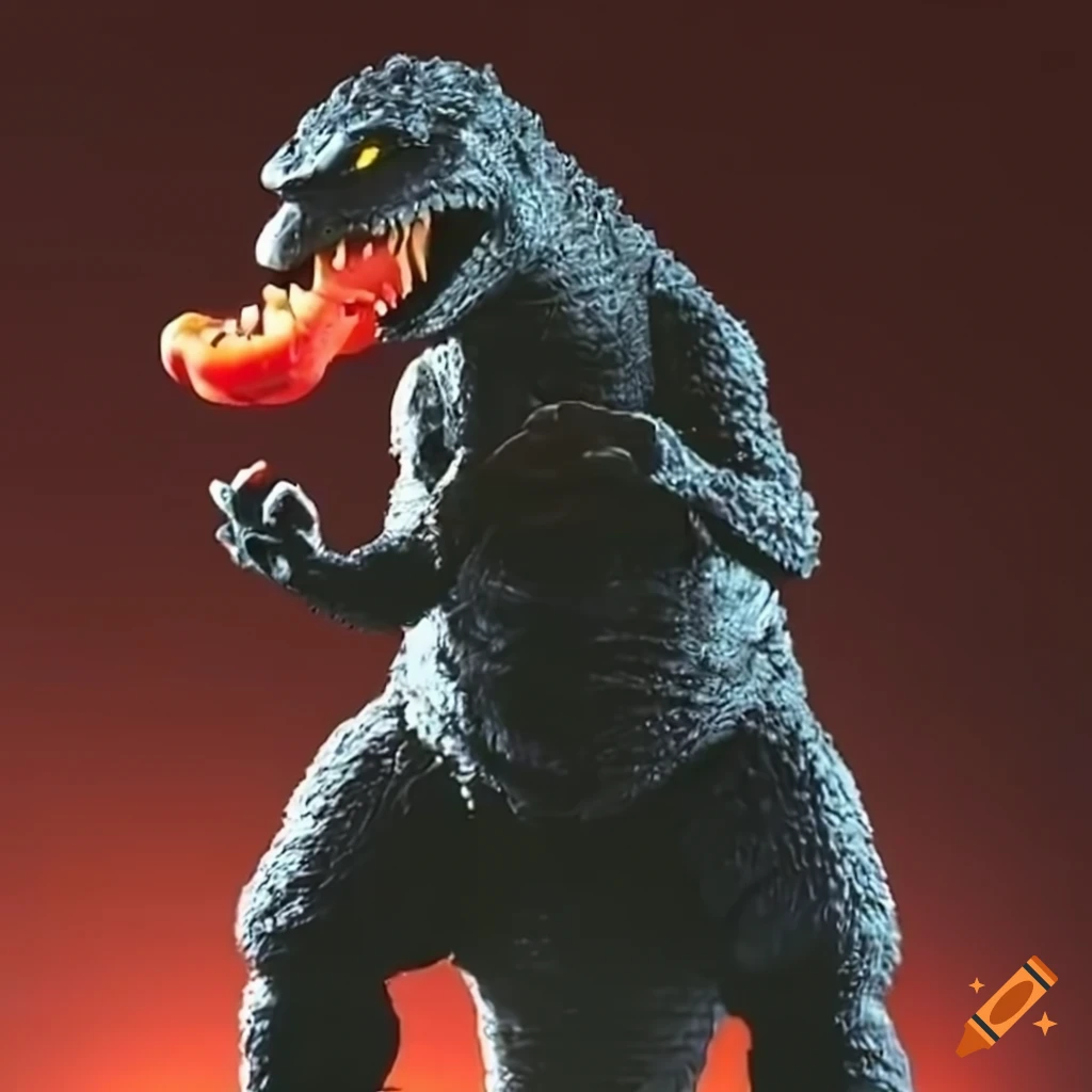 Godzilla battling joseph stalin in a dramatic scene on Craiyon