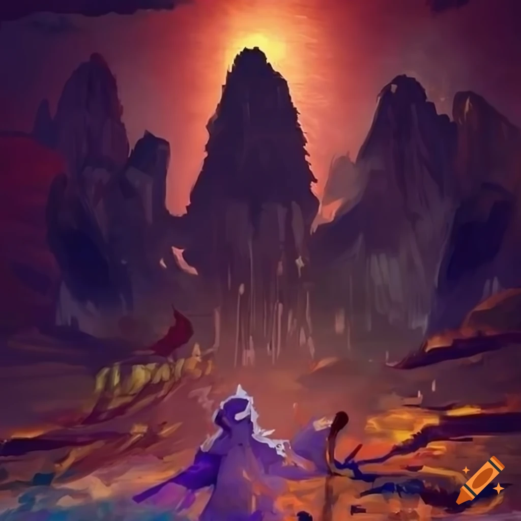 Digital art of a player witnessing the arrival of a tyrant king on Craiyon