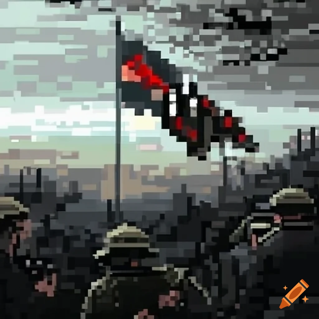 Pixel art of a dramatic ww1 scene