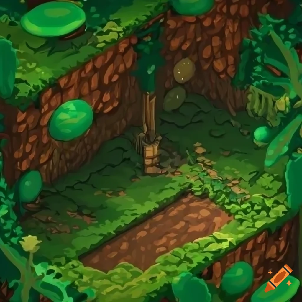 Isometric tile of an overgrown jungle forest