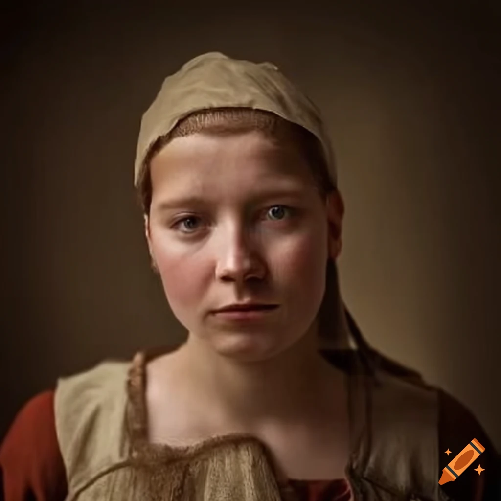 Portrait of a cheering medieval peasant on Craiyon