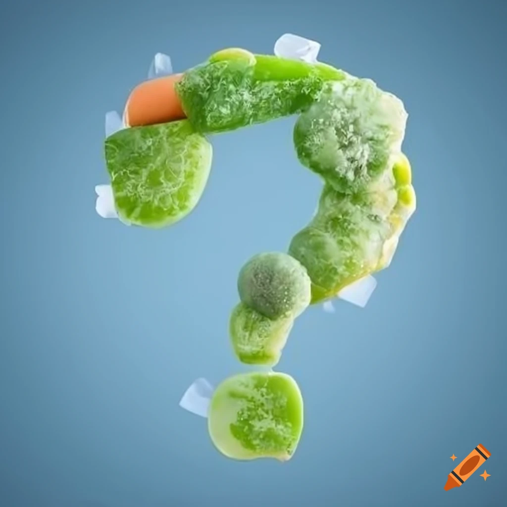 Quirky frozen vegetable icon with question mark on Craiyon