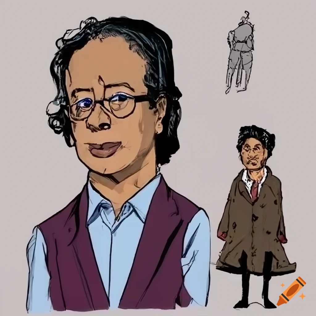 Cel-shaded comic illustration of gustavo petro urrego
