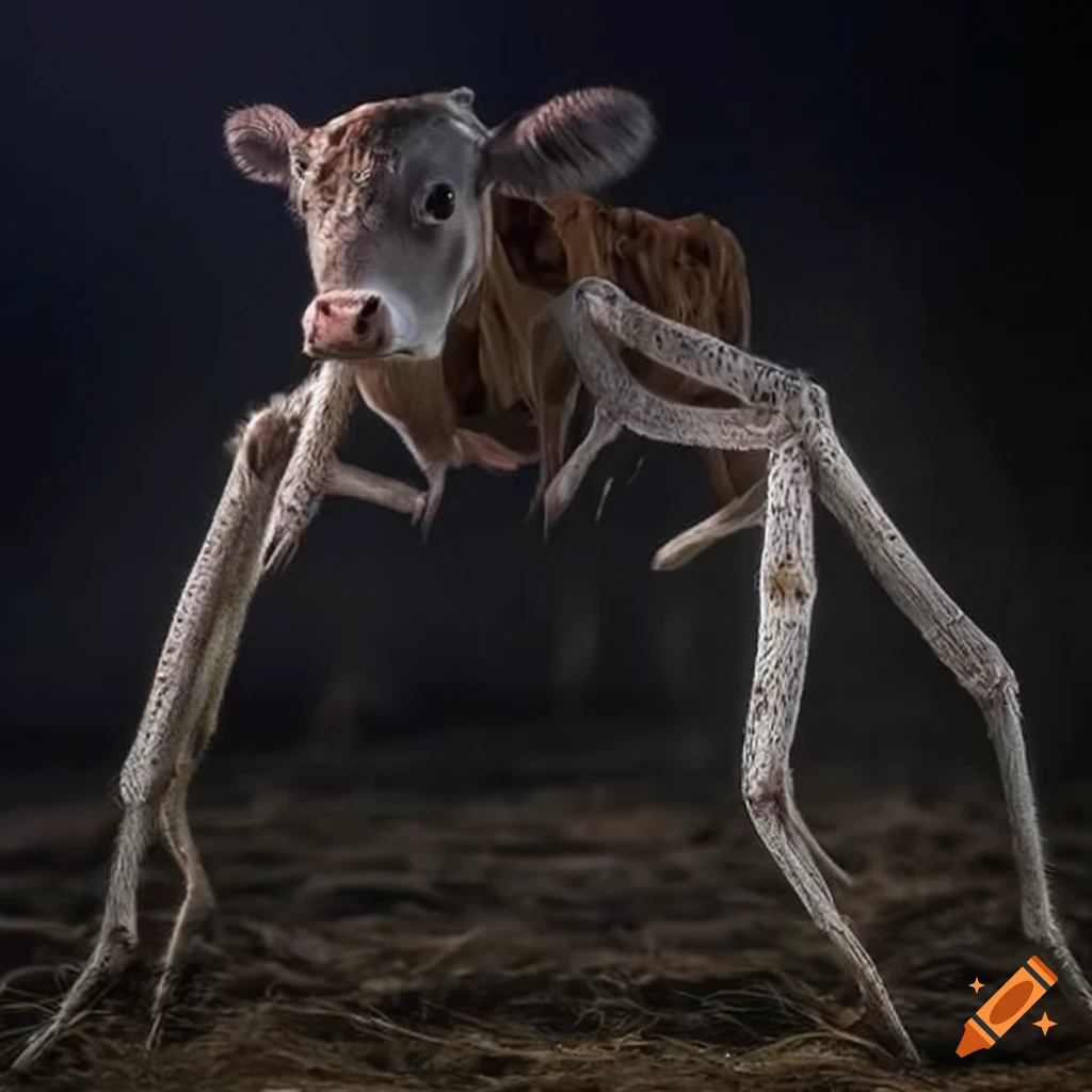 Humorous image of a spider with udders on a cow on Craiyon