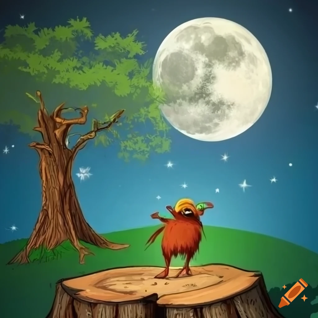 Illustration of the lorax protecting the last tree on Craiyon